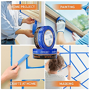 STIX-ON Painter’s Tape – 2 inch/ 1.88 inch x 60 yds Masking Tape Rolls – Paint Tap for Wall, Trim, Glass, Metal – Fine Line Tape for Precise Lines, Edges – Residue-Free Blue Painters Tape-Single Roll