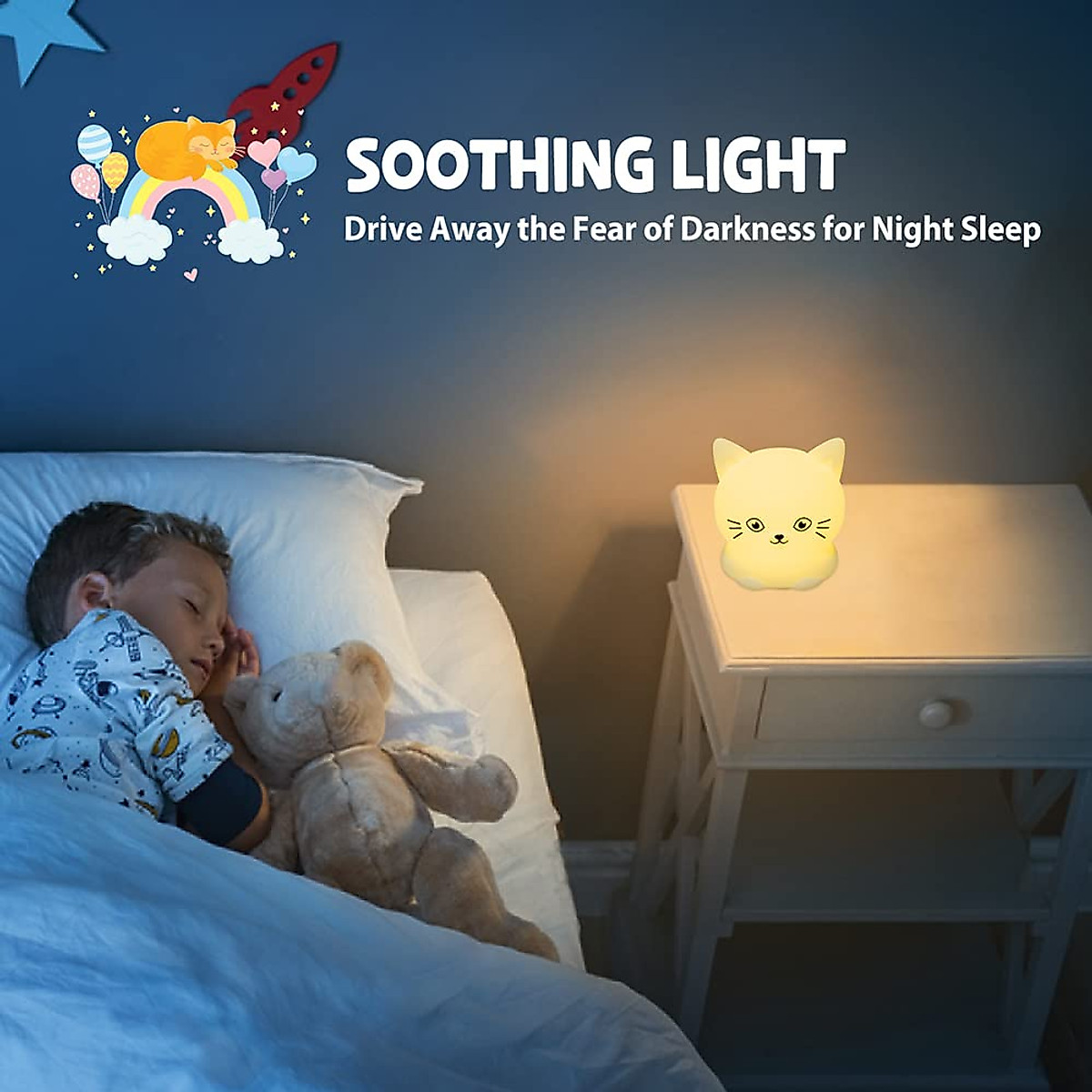Mamtopia Night Light for Kids, Baby Night Light Touch Sensor and Remote Control Baby Lamp with 9 Adjustable Brightness and 9 Colors Mode for Toddler Children Gift