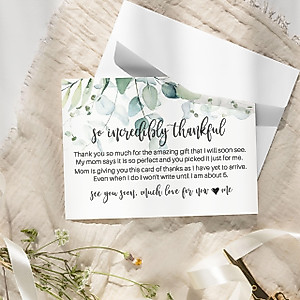 Paper Clever Party Greenery Baby Shower Thank You Cards with Envelopes - 25 Pack - 4x6 Blank Notes with Prefilled Message from Baby Girl - Rustic Eucalyptus Design Stationery Set