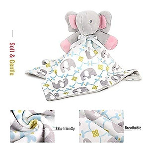 Zooawa Elephant Loveys for Babies Unisex for 1 2 3 4 5 6 Months Security Blanket Soft Stuffed Animal Elephant Baby Stuff Lovie Snuggle Blanket, Soothing Plush Toys Baby Gift for Newborn, Colours