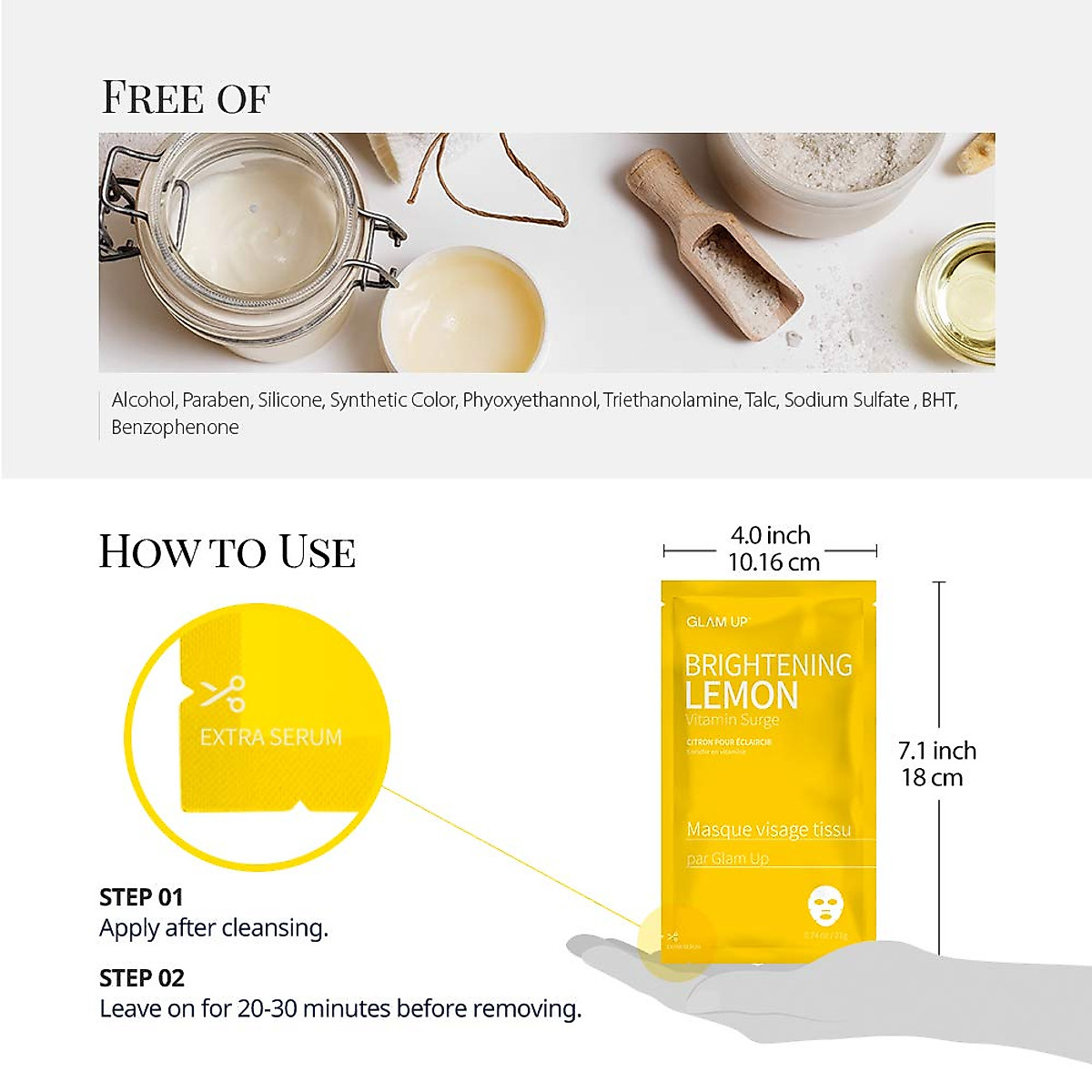 GLAM UP Sheet Mask Brightening Lemon (10 sheets)