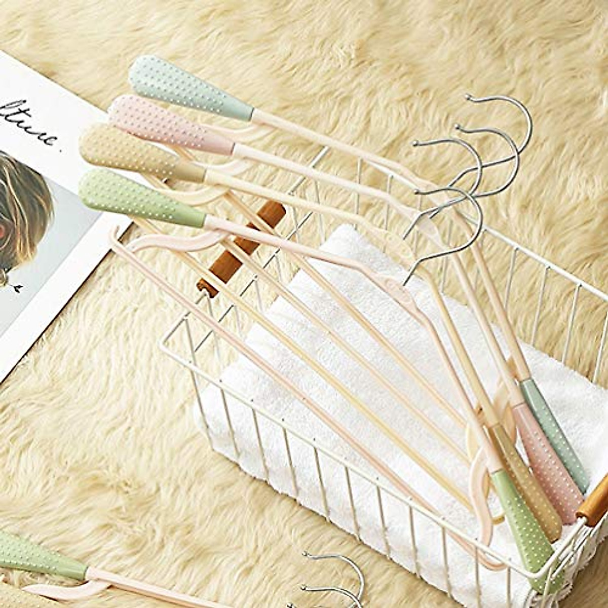 TOPBATHY 5pcs Clothes Hangers Non Slip No Shoulder Bump Suit Hangers Durable Space Saving Clothes Hangers Coat Sweater Jackets Pants Shirts(Mixed Color)