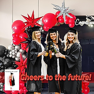 yeewaka black and red silver balloon garland arch kit 150pcs with Starburst Balloons for wedding Casino movie night theme birthday graduations prom 2024 new year eve Party decorations