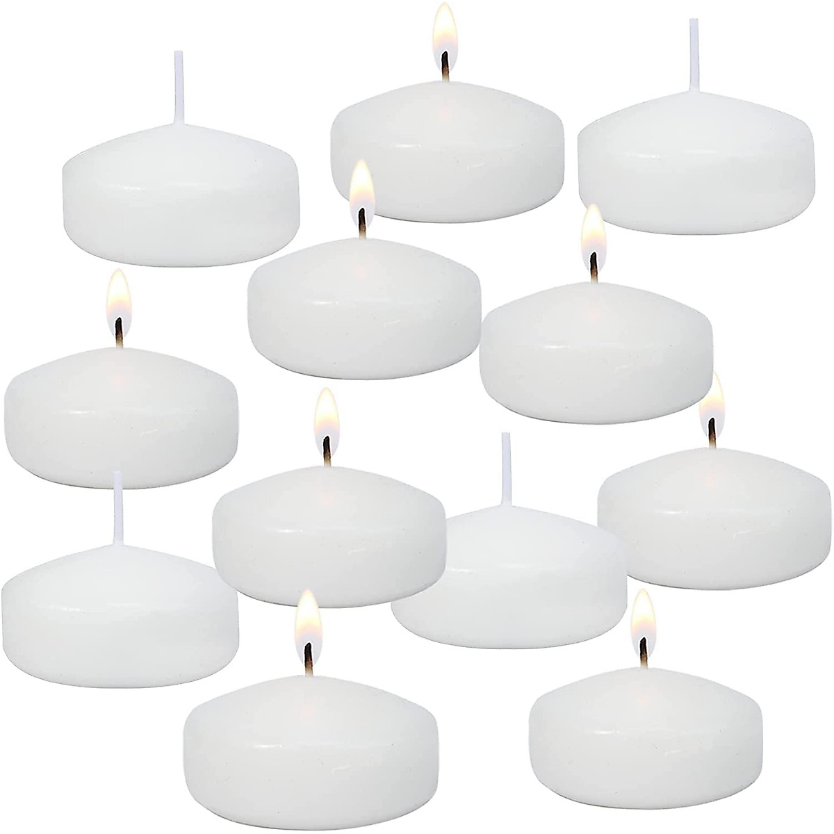 LYOBATH 12 Pack 2 Inch Floating Candles for Centerpieces,White Small Floating Candles for Cylinder Vases, Centerpieces at Wedding, Party, Pool, Holiday