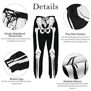 UNIFACO Teen Boys Girls Hallowmas Sweatpants White Skeleton Skull Print Casual Joggers for Halloween Party S