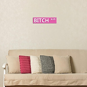 Retro Pink Tin Metal Sign - 'BITCH BLVD' - Bold Statement Decor for Home, Bar, or Dorm - 16x4 Inches - Unique Gift Idea for Friends(B71)