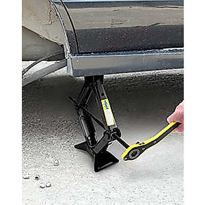 QWORK 4409 lbs Scissor Jack for Car, Steel Scissor Lift Jack Car Kit, Car Tire Jack for Auto/SUV/MPV, with Saving Effort Ratchet, Black