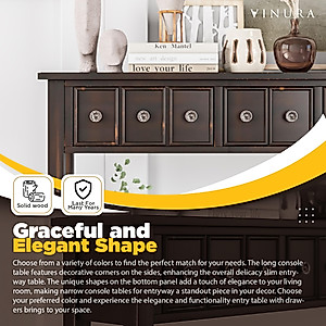 Venera Console Tables for Living Room - Solid Wood Black 60” Entryway Table with Storage - Behind Couch Table Skinny & Two Drawers - Environmental-Friendly Entry Way Table Home Furniture