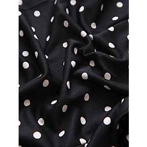 CISMARK Women's Casual Polka Dot Short Sleeve Round Neck Work Pencil Dress Black L