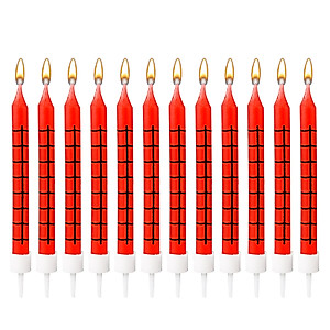 12PCS Spiderman Candles, Spiderman Cake Topper Halloween Decorations Black and Red Spider Web Themed Birthday Candles Party Favors Supplies for Boys Girls