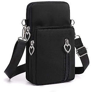 Small Crossbody Bags for Women, Black Waterproof Cell Phone Crossbody Wallet Purse Handbags Mens Gym Bags, Detachable Strap Multi Pocket Casual Outdoor Sling Designer Crossbody Bags for Women Unisex