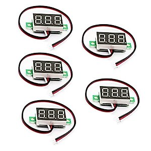 HiLetgo 5pcs Voltage Meter 3 Wire 0.36" DC 0~30V Digital Voltmeter Gauge Tester Red LED Display Panel Mount Car Motorcycle Battery Monitor Led Voltage Display