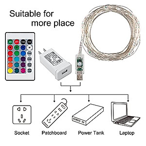 Minetom Color Changing Fairy String Lights: 66 Feet 200 Led Waterproof Twinkle Lights with Remote and Plug and 4 Light Modes for Craft Bedroom Ceiling Wedding Christmas 16 Colors