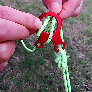 Pack of 10 Aluminum Guyline Wind Rope Buckle Cord Adjuster for Tent Camping Hiking Backpacking Outdoor Activity, Red