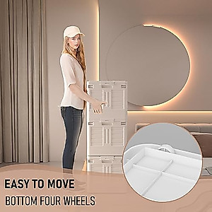 Hourleey 3 Pack Plastic Storage Bins with Lids, 19Gal Collapsible Closet Organizer Storage Boxes, Drawer Kitchen Cubes, Stackable Storage Bins, Foldable Blanket Storage with Door