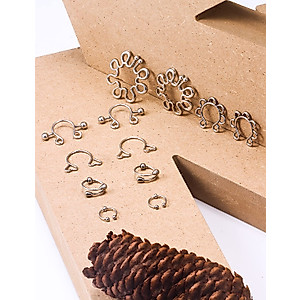 Kadogohno Fake Faux Non Piercing No Pierce Clip On Cute Metal Body Piercing Rings Barbells Jewelry Set for Women Hypoallergenic Stainless Steel