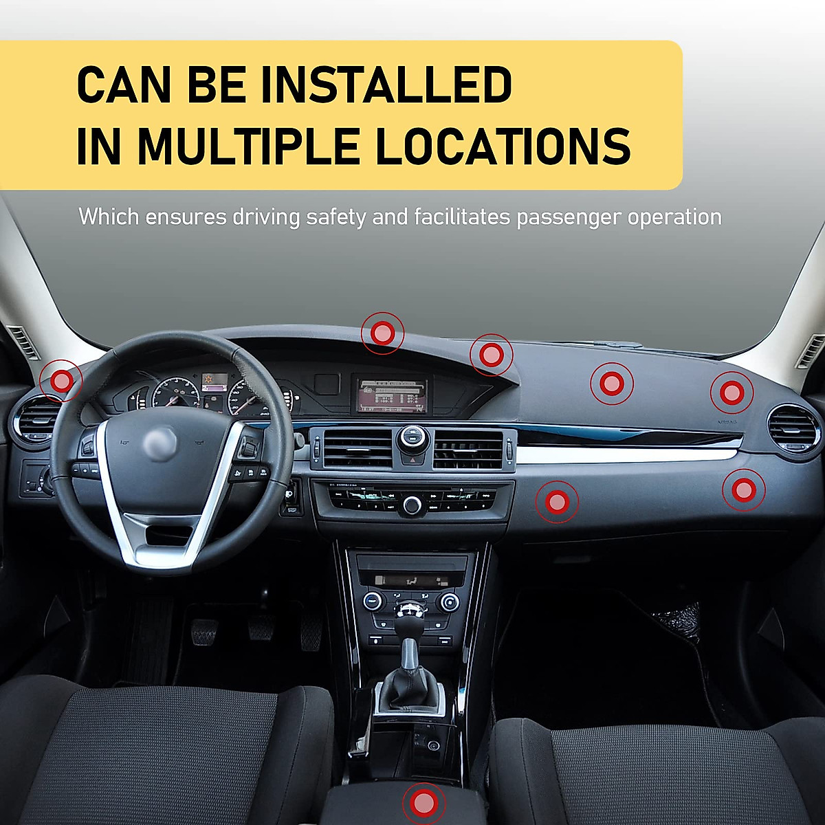 QODOLSI 2 PCS Car Phone Holder, Universal Dashboard Car Mount, Portable Adjustable Cell Phone Mount for Car, Suitable for All Smartphones (Black), QOCTZJ701BL-2PS