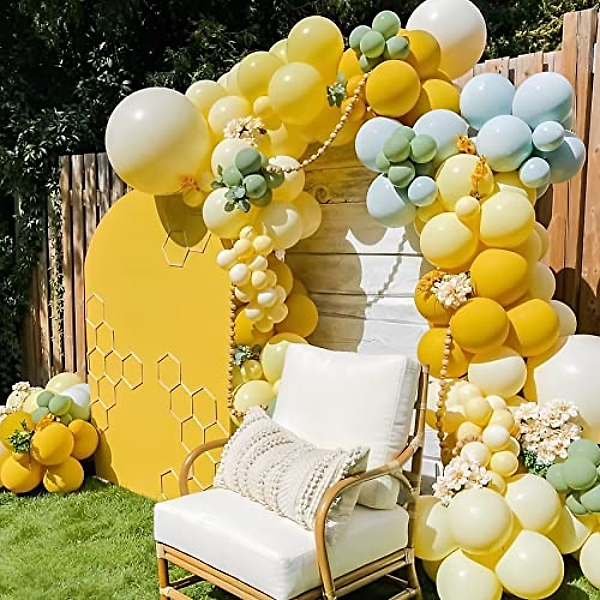 Sharlity 130PCS Yellow Balloon Garland Arch Kit Yellow Balloons Different Sizes 18 12 10 5 Inch for Birthday Baby Shower Carnival Anniversary Sunflower Party Decorations