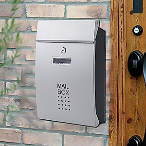 LIRONGXILY Mailboxes Wall-Mount Mailboxes Mailbox Outdoor Wall-Mounted European Villa Outdoor Community Household Mailbox Stainless Steel Mailbox Complaint Suggestion Box (Color : Silver)