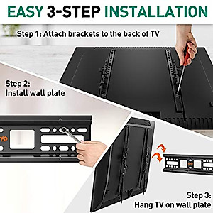 Tilting TV Wall Mount Bracket, Universal TV Mount Low Profile for 26-55 Inch Flat Screen TVs, Ultra Slim, Easy to Install with Tilting Knob, Fits 12"/16" Studs, Max VESA 400x400mm, 99 lbs. ELIVED