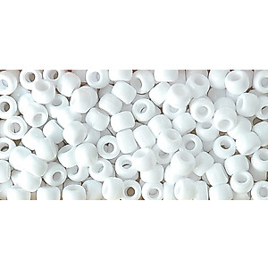 The Beadery 6 by 9mm Barrel Pony Bead, White, 900-Pieces