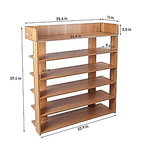 Elevens 18 Pairs Shoe Rack with Top Shelf and Hanging Bar (Wood)
