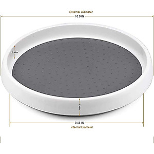 Feill Pantry Cabinet Lazy Susan Turntable -10 Inch Non-slip 360 Degree Rotating Lining Kitchen Storage Turntable for Cabinets, Pantry, Bathroom, Refrigerator,Countertop (1, Glay)