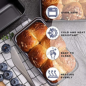 HONGBAKE Mini Loaf Pan for Baking Bread, 6 x 3.3 x 2 In Nonstick Small Banana Bread Tins Set of 3, Tiny Carbon Steel Meatloaf Pan - Dark Grey