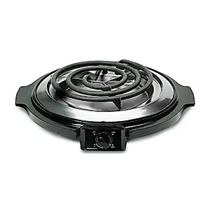 Elite Gourmet ESB-300X Single Countertop Coiled Burner, 1000 Watts Electric Hot Plate, Temperature Controls, Power Indicator Lights, Easy to Clean, Black