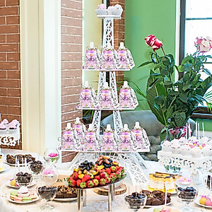 Sunnyray 72 Pcs Baby Shower Bottle Favors 24 Baby Mini Milk Bottles 24 Baby Footprint Keychain Bottle Opener 24 Thanks Tags Party Favors Gift for Girl Boy Baby Shower Decorations (Purple, Silver)