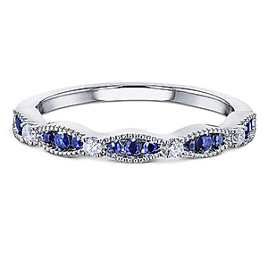 Kobelli Blue Sapphire White Diamond Band - 7.0