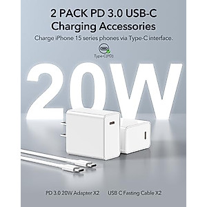2 Pack Meifigno for MagSafe Charger Stand with [20W USB C Charger Block & USB C Cable x2], Fast Charging Magnetic Wireless Charger for iPhone 15 14 13 12 Pro Max/Pro/Plus/Mini, AirPods 3/Pro, White