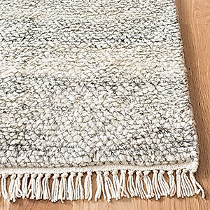 SAFAVIEH Casablanca Shag Collection 8' x 10' Aqua CSB525J Handmade Fringe Wool 0.8-inch Thick Area Rug