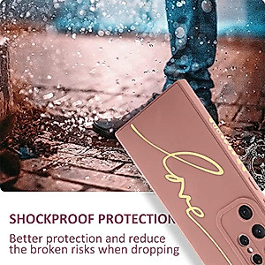 MOWIME for Samsung Galaxy S23 Ultra Case, Back Cute Plating Love Letter Graphic with Anti-Fall Lens Cameras Cover Protection Soft TPU Shockproof Anti-Fingerprint Phone Cases for Women Girls Men-Pink