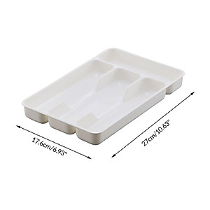 Bothyi Cutlery Tray Fittings Multipurpose Organizer with 4 Compartments Cutlery Storage Box Durable for Office Kitchen Tableware Drawer Silverware, White