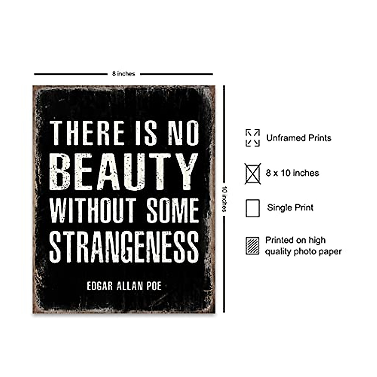 Edgar Allan Poe Quote Art Print - Goth Room Decor Poster Sign - Decoration for Living Room, Bedroom, Office, Apartment - Cool Unique Gift - Funny Sayings for Wall Decor - Gothic Home Decor Picture