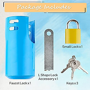 Ibnotuiy Water Faucet Lock Outdoor/Garden/Kitchen Hose Tap Faucet Lock Anti-Theft Child-Proof Metal Faucet Protection Cover Style A (Blue)