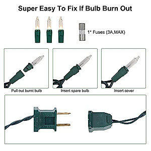 WATERGLIDE Christmas String Lights, 150 Lights 120V UL Certified Incandescent Clear Mini Green Wire Fairy Light, Xmas Tree Lights for Patio Wreath Garland Garden Outdoor Indoor Decoration