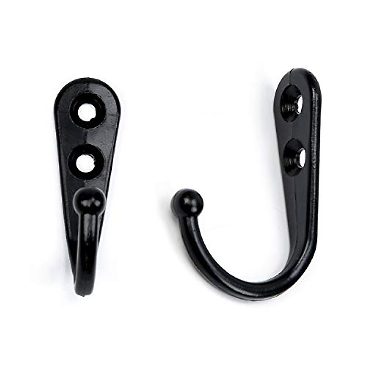 36 Pieces Coat Hooks Wall Mounted Robe Hook Single Coat Hanger No Scratch and 72Pieces Screws Black (Black)