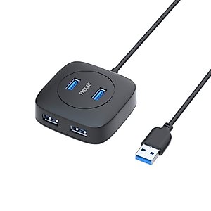 USB 3.0 HUB PHOCAR 4 Port USB Data HUB with 1.5ft Extension Cable Portable High Speed USB Extender Compatible with MacBook Pro, iMac, Surface Pro, XPS, PC, Flash Drive, Mobile HDD etc. -Black