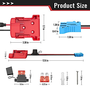 Kzreect 18V Power Wheels Adapter for Milwaukee 18V Battery, Power Wheels Battery Conversion Kit with Fuse Holder and Wire Harness Connector, Compatible with Peg-Perego Kids Ride-on Toy