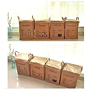 Jute Weave Recycling Bag Waste Bin Bags Basket for Home Kitchen Office - Natural Style Recycle Garbage Trash Sorting Bins Organizer Baskets Recycling Container