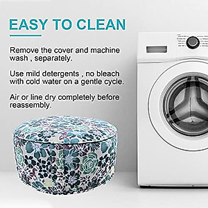 Louis Donné Inflatable Ottoman Footrest with Handle, Decorative Fade-Resistant Waterproof Foot Stool, Pouf for Home Patio Garden and Camping, D22 x H10 (Warm Tones Green Flower)