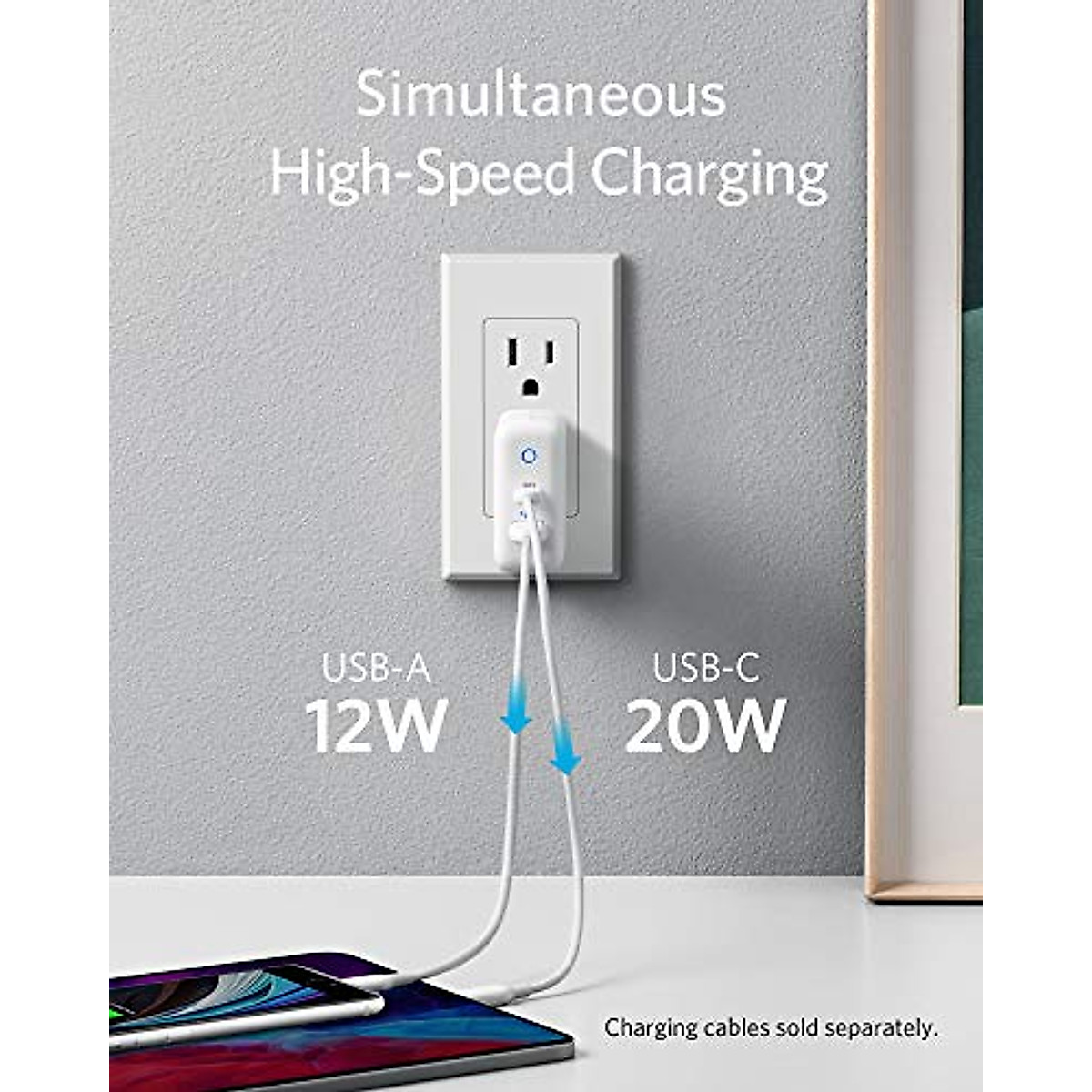 USB C Charger, Anker 32W 2 Port Charger with 20W USB C Power Adapter, PowerPort PD 2 with Foldable Plug for iPad/iPad Mini, for iPhone 14/14 Plus/14 Pro/14 Pro Max/13, Pixel, Galaxy, and More