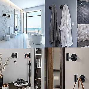 QUANHEE Bathroom Towel Hooks Matte Black SUS 304 Stainless Wall Hook Heavy Duty Hanger Coat/Robe/Hat for Kitchen Living Room Bedroom Hotel Office Cabinet 2 Pack (Matte Black), QUANHEE05