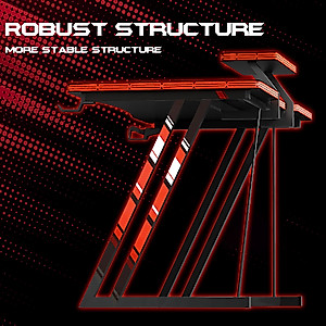 Furmax 40 inch Gaming Desk PC Computer Table Racing Style Home Office Desk Z Shaped Carbon fiber desktop Gamer Workstation with Monitor Stand Cup Holder and Headphone Hook (40 inch)