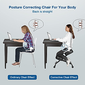 Ergonomic Kneeling Chair with Wheels, Adjustable Stool for Home&Office, w/4” Thickened Cushion and Adjustable Height, Build Healthy Back & Upright Posture