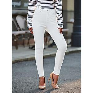 GRAPENT Womens Pants - Slim Fit Denim Leggings, Western Outfit, Skinny Jeans, Off White, XXL/22
