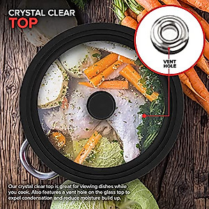 Modern Innovations Silicone & Glass Universal Lid (11 to 12.5 Inches),BPA-Free Silicone Lid with Stay Cool Handle & Tempered Glass Top,Dishwasher Safe,Universal Lid for Pots, Skillets, Cast Iron