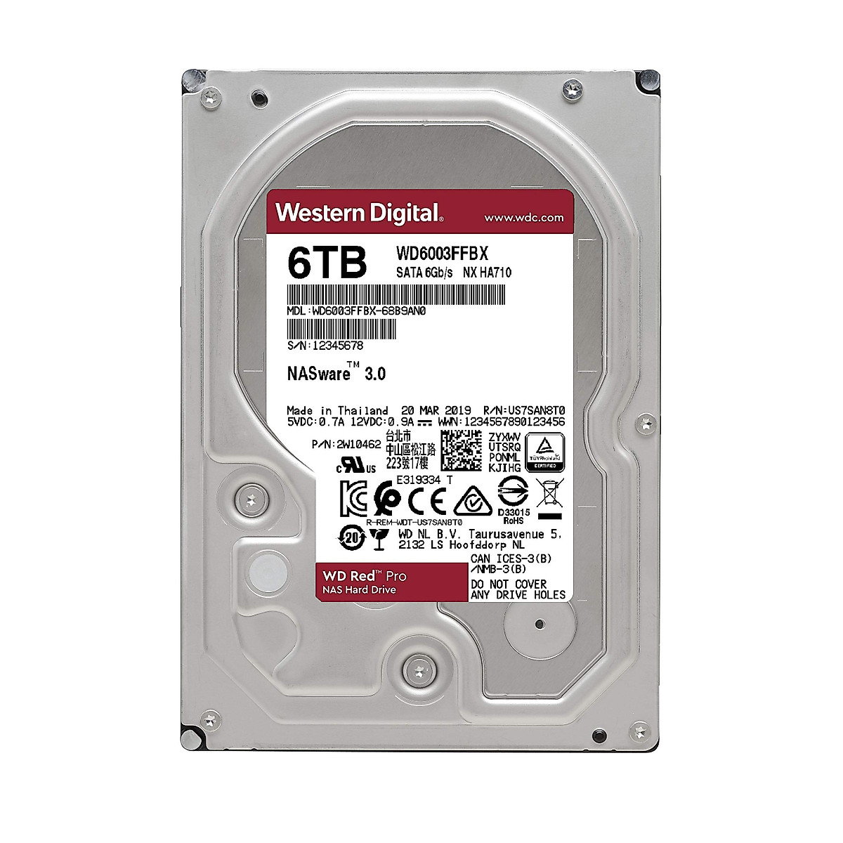 WD Red Pro 6TB NAS Internal Hard Drive - 7200 RPM Class, SATA 6 Gb/s, 256 MB Cache, 3.5" - WD6003FFBX (Renewed)